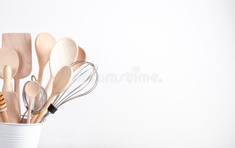 Various Kitchen Utensils. Recipe Cookbook, Cooking Classes Conce Stock ...