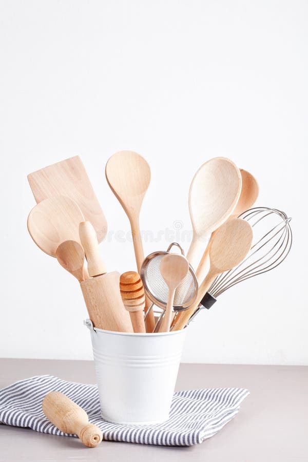 Various Kitchen Utensils. Recipe Cookbook, Cooking Classes Conce Stock ...
