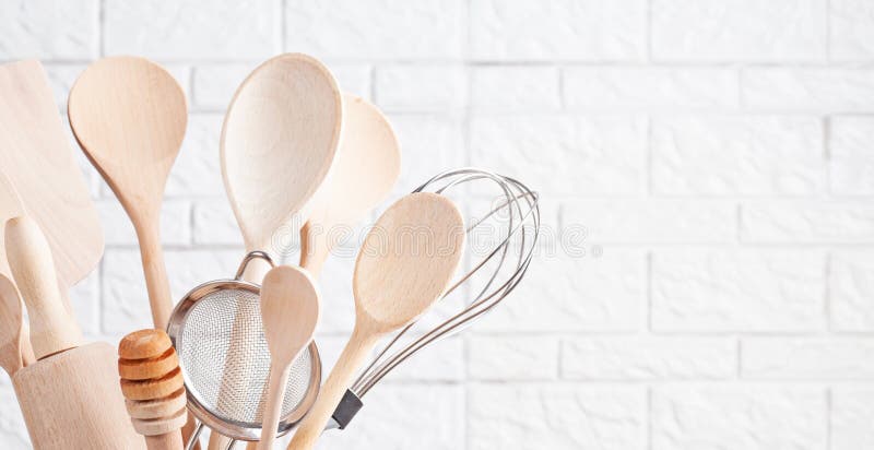 Various Kitchen Utensils. Recipe Cookbook, Cooking Classes Conce Stock ...