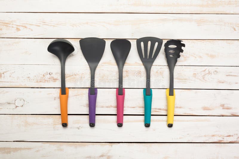 Various kitchen utensils stock photo. Image of brown - 79196246