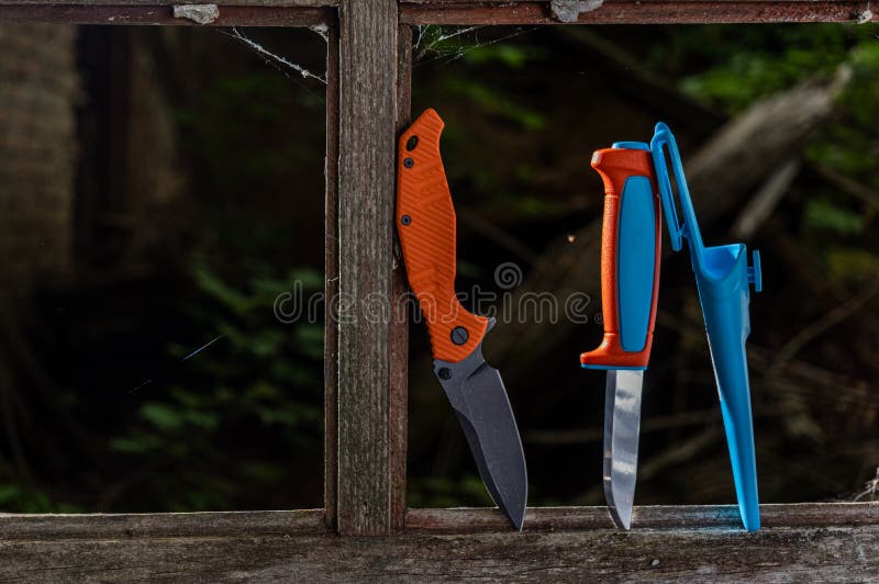 Various Knives. Various Knives in the Window Frame Stock Photo - Image ...