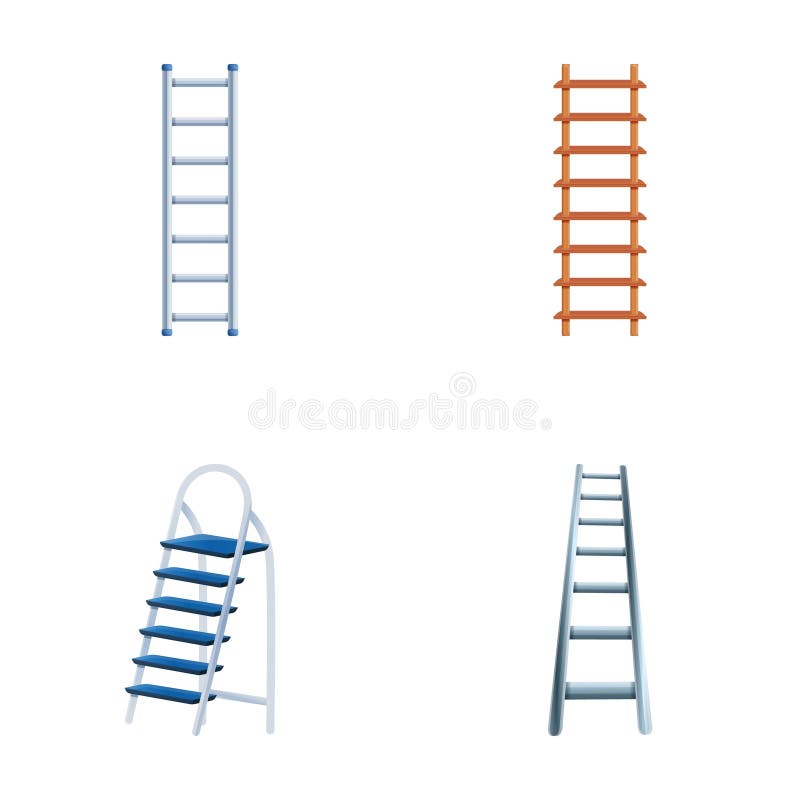 Various Ladder Icons Set Cartoon Vector. Step Ladder and Stairway Stock ... Various Ladder Icons Set Cartoon Vector. Step Ladder and Stairway Stock ...