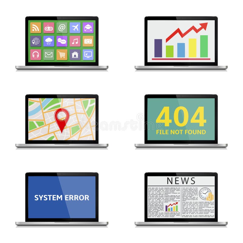Laptop with app icons stock vector. Illustration of honey - 67734931