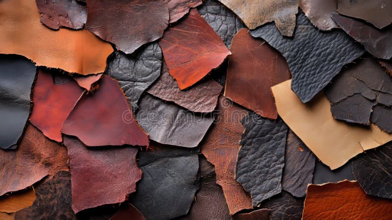 Various Leather Pieces Forming a Patchwork Texture. Stock Photo - Image ...