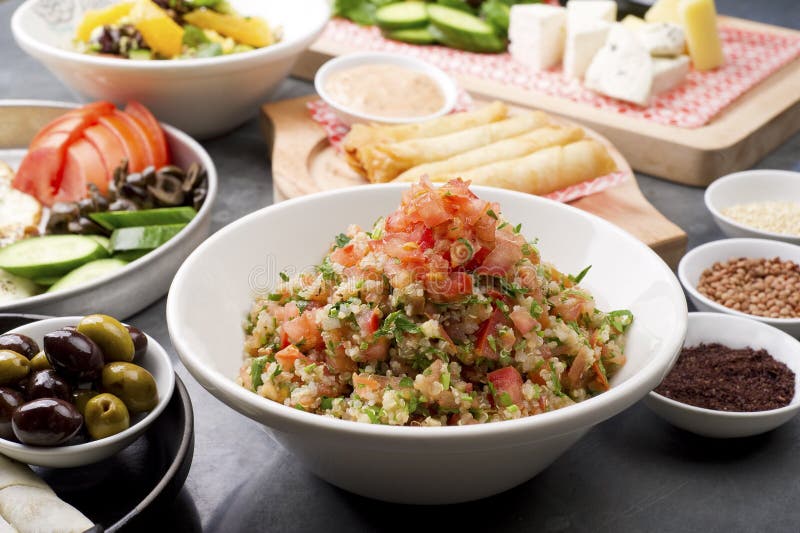 Various lebanese plates stock image. Image of delicious - 47481877