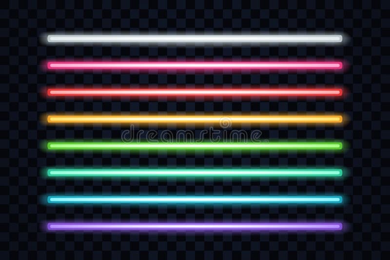 Various Led Lights in Set on Dark Stock Vector - Illustration of ...