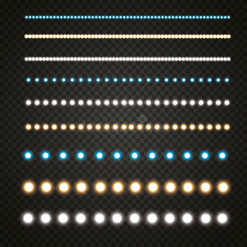 Various LED Stripes on a Black and Transparent Background, Glowing LED ...