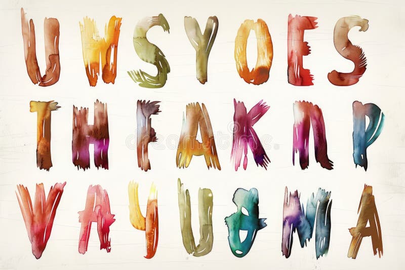 Various Letters Painted in Different Colors. Suitable for Educational ...