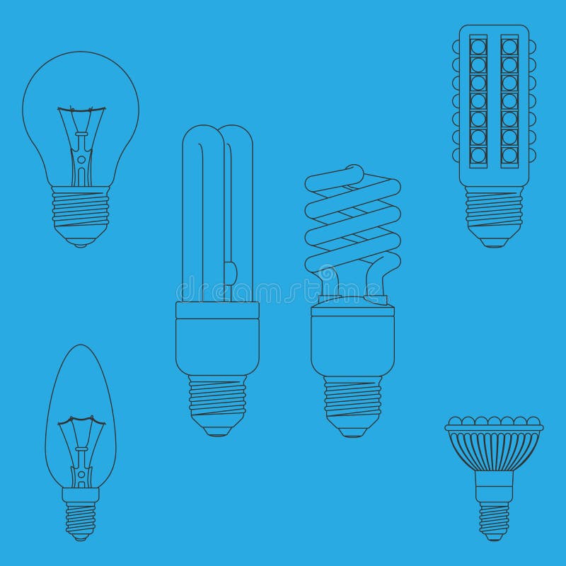 Various Light Bulbs stock vector. Illustration of inspiration - 140799590