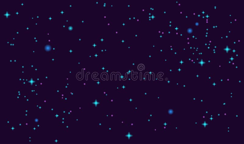 Various Light Flashes on a Dark Blue Background. Night Sky Stock Vector ...