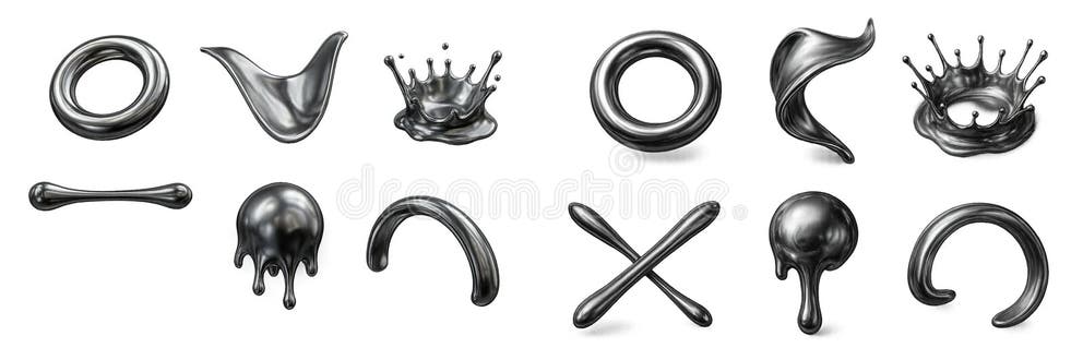 Various Liquid Shapes and Forms Displayed on a Neutral Background ...