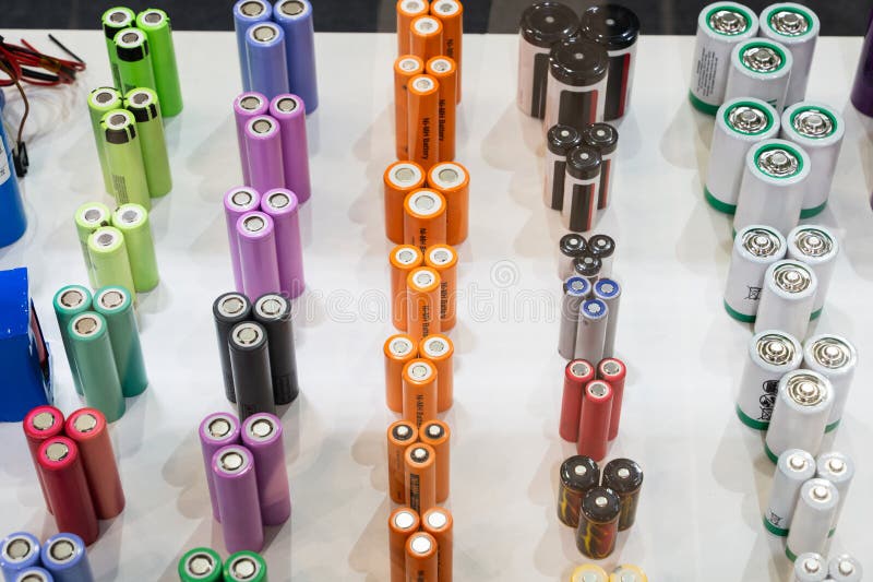 Various Lithium Rechargeable Battery Cells. Stock Photo - Image of ...