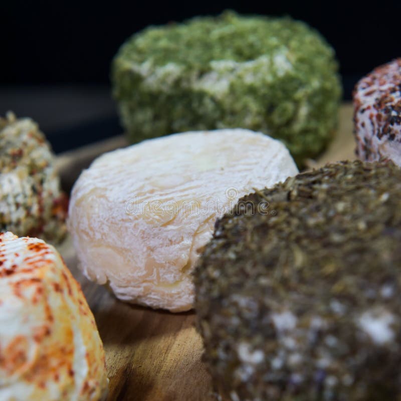 Various of Local Speciality Goat Cheese on a Wooden Tray Stock Photo ...