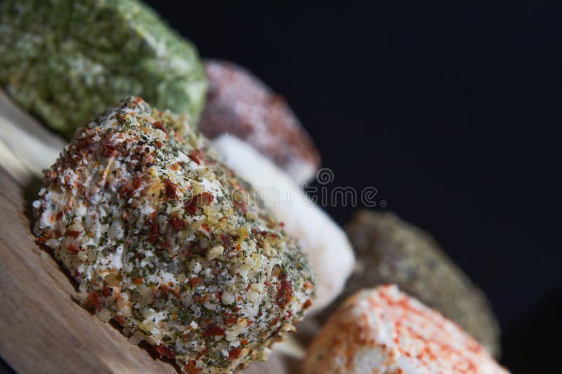 Various of Local Speciality Goat Cheese on a Wooden Tray Stock Photo ...