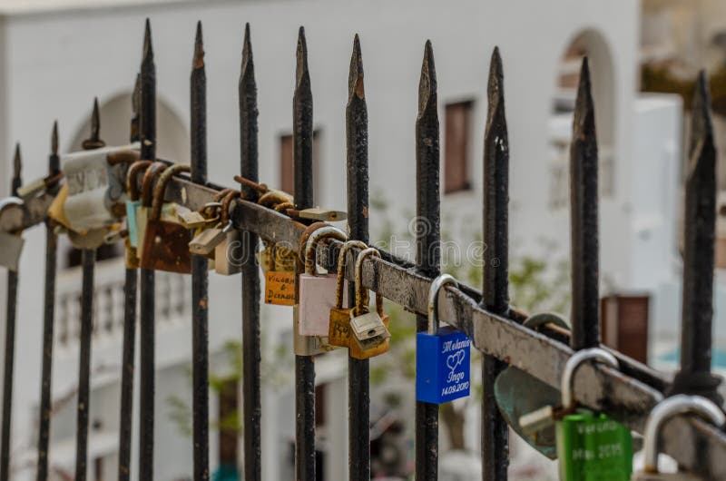 Various Locks of the Newlyweds Hang Closed on the Fence Editorial Stock ...