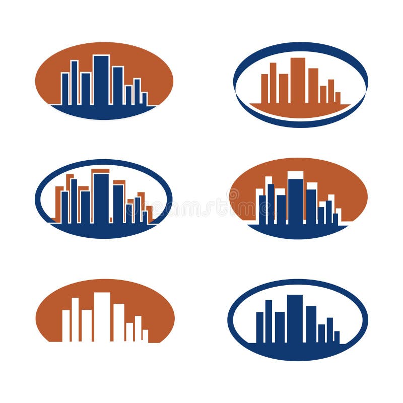 Various logos of a office stock vector. Illustration of cityscape ...
