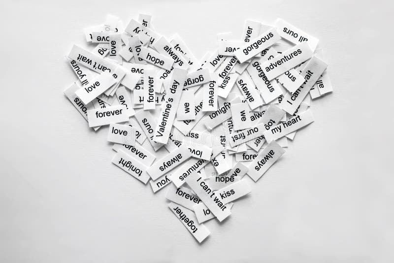 Various Love Messages Printed on Pieces of Paper Stock Image - Image of ...