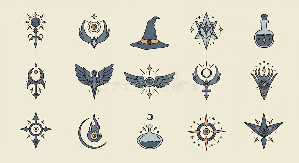 Various Magic Symbols and Icons Pattern for Fantasy Projects Design ...