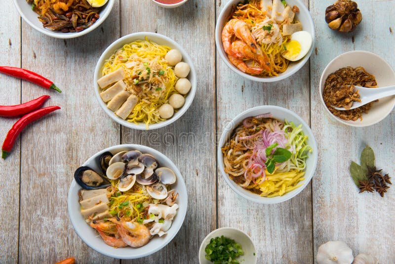 Various Malaysian Noodles Top Up View Stock Photo - Image of ermicelli ...