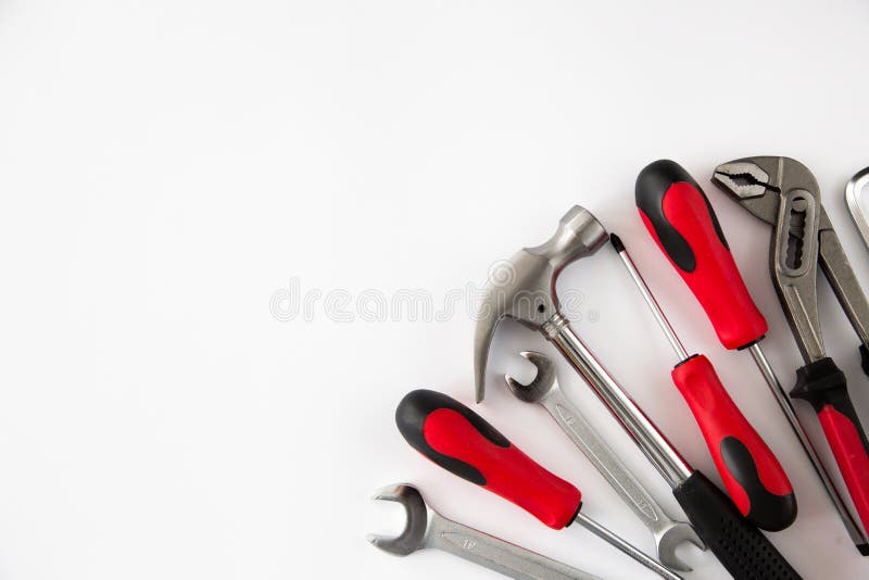 Various and Many Tools on White Background Stock Image - Image of hand ...
