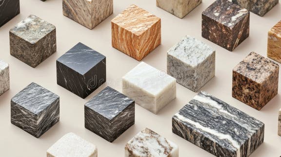 Various Marble Cubes Arranged in a Grid Pattern Stock Photo - Image of ...