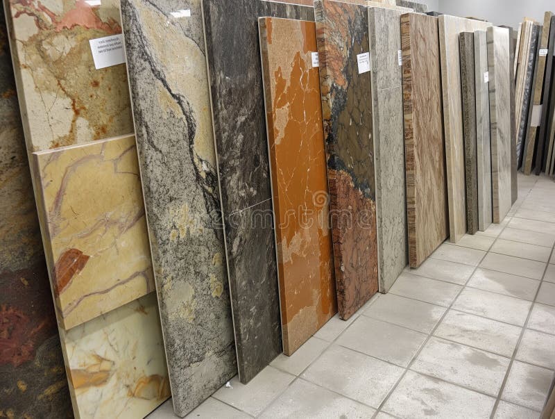 Various Marble Slabs Displayed in a Showroom Stock Image - Image of ...