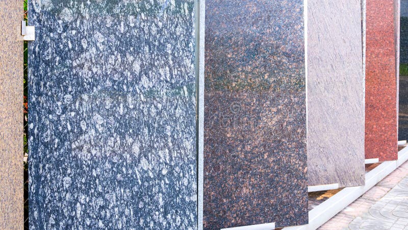 Various Marble Slabs Sample on Showing Rack Display Stand in Zig Zag ...