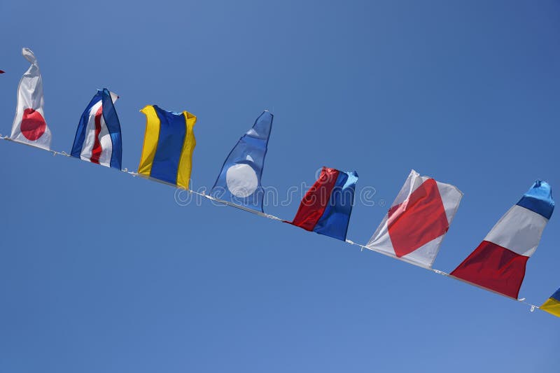 Maritime Signal Flags in a Ship Stock Image - Image of communicate ...
