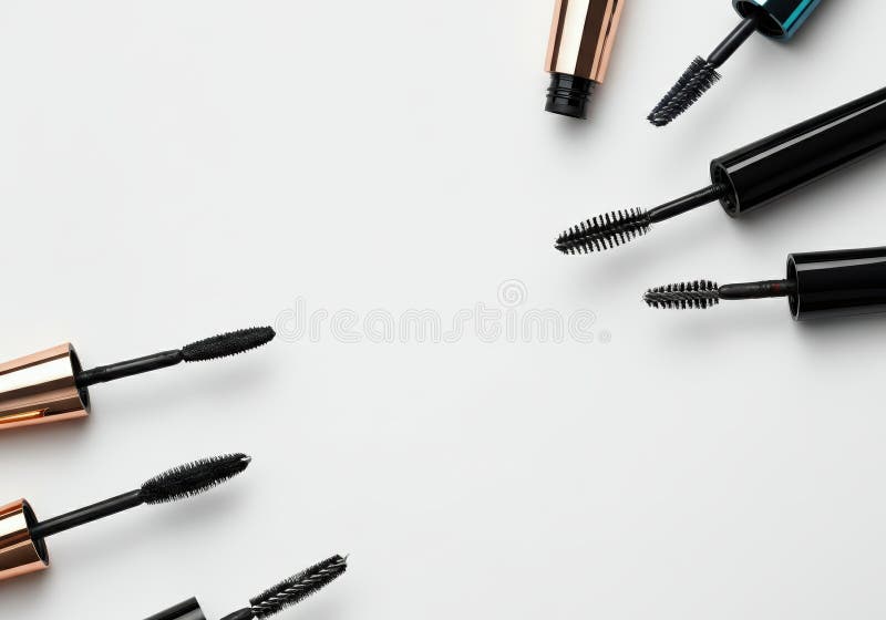 Various Mascara Tubes Arranged Artistically on a Clean Background Stock ...