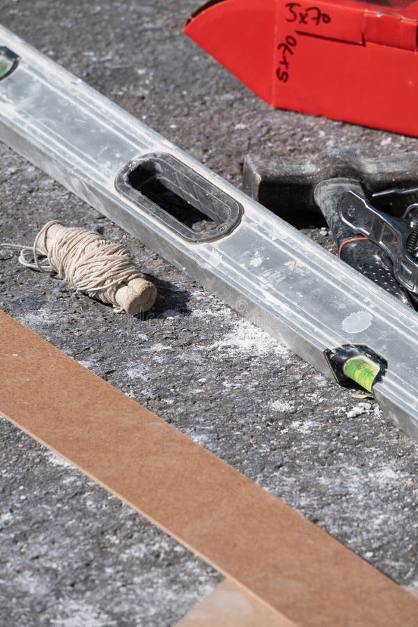 Various Masonry and Brickwork Tools Being Used on a Construction Site ...