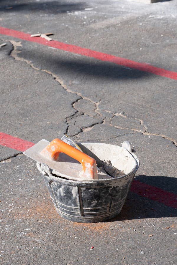 Various Masonry and Brickwork Tools Being Used on a Construction Site ...