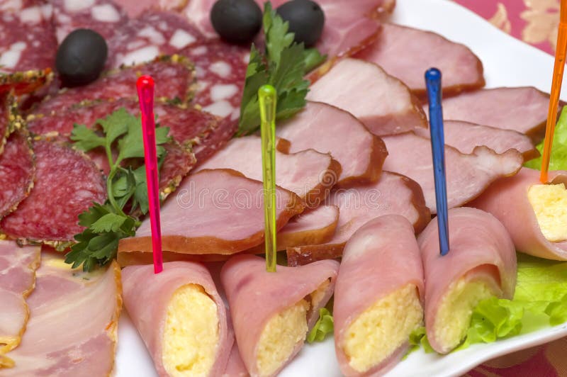 Various meat delicacies stock image. Image of assorted - 106013921