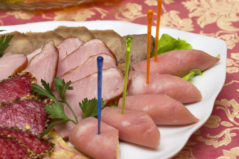 Various meat delicacies stock photo. Image of smoked - 106014038