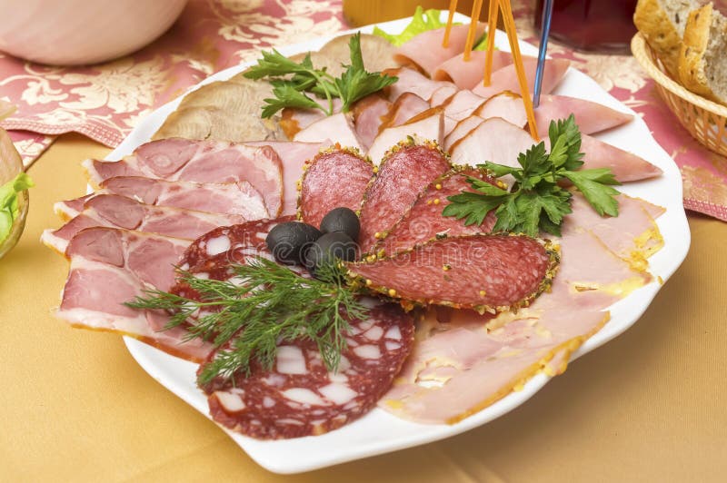 Various meat delicacies stock photo. Image of snack - 113621074