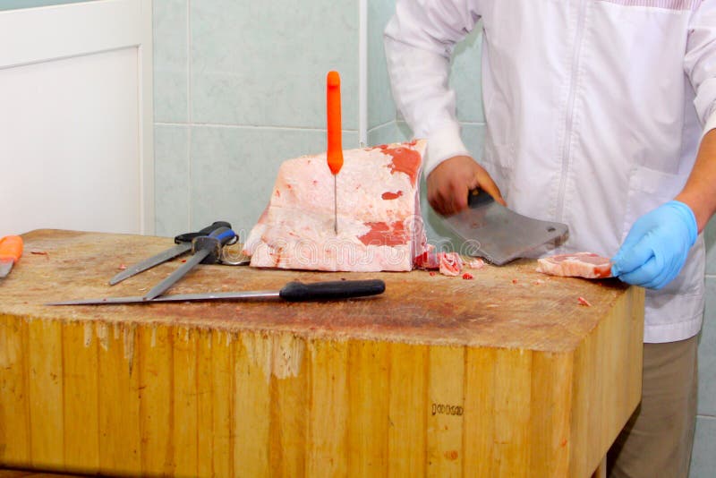 Butcher Shop and Meat Process Stock Photo - Image of processing, cattle ...