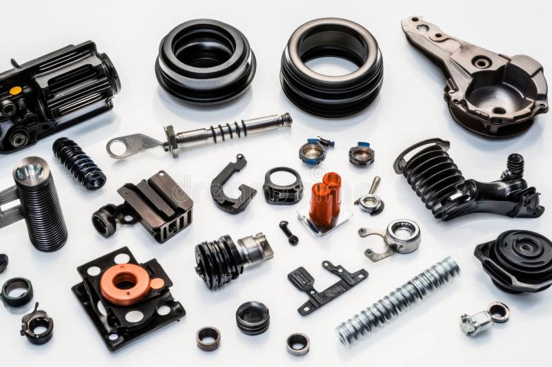 Various Mechanical Parts and Tools Arranged on a Table, Suitable for ...