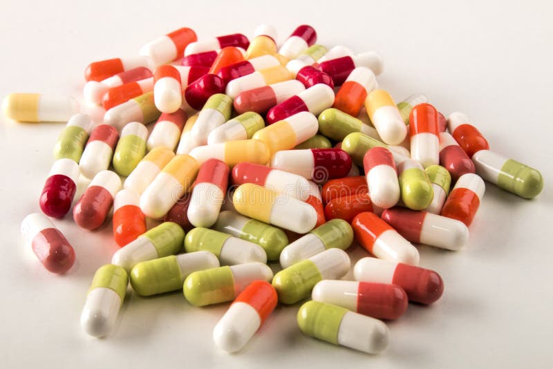 Various Medical Capsules on a Light Background Stock Image - Image of ...