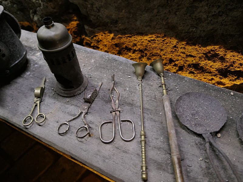 Various Medieval Instruments for Lighting in Cellars Editorial Stock ...