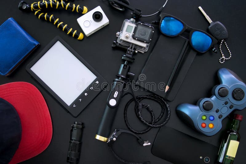 Various Men S Items at the Black Table Laid Out in the Correct Order ...