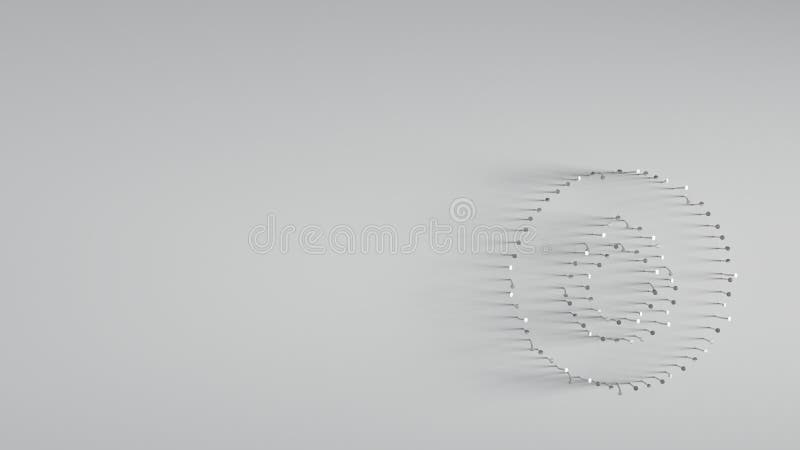3D Rendering Various Metal Nails in Shape of Drop Stock Illustration ...