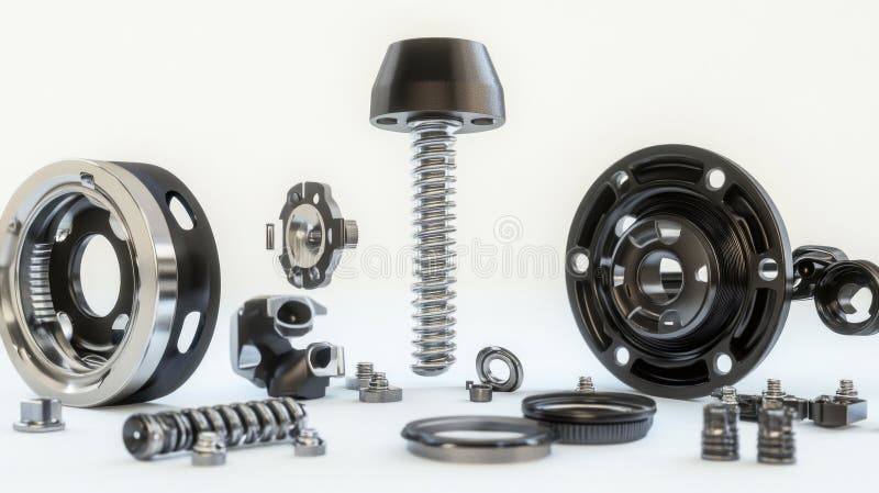 Various Metal Parts and Components on a Background Stock Image - Image ...