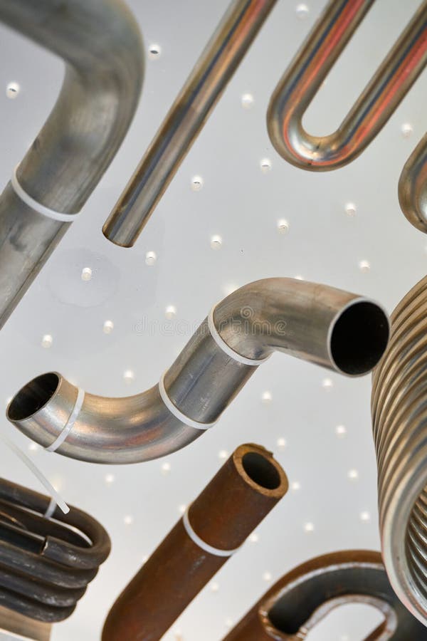 Various Metal Pipes on Display in Hardware Store Close View Stock Photo ...