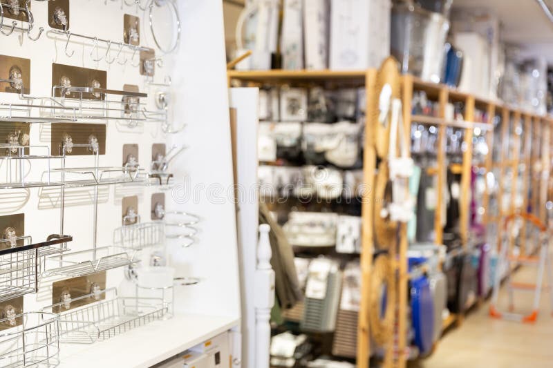 Various Metal Stands on Hardware Store Shelves Stock Photo - Image of ...