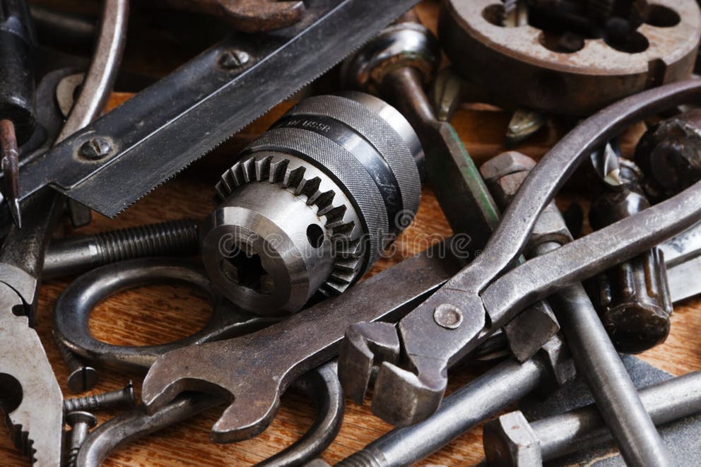Various Metal Tools for Fitting Stock Photo - Image of engineer, borer ...