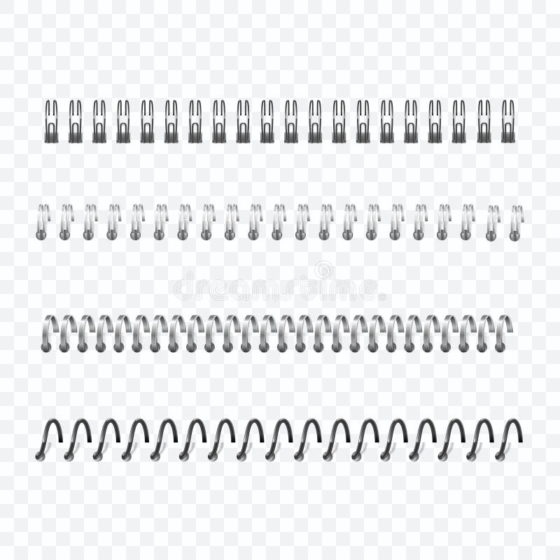 Various Metallic and Plastic Spiral Bindings on a Transparent ...