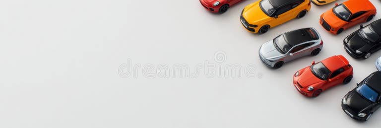Various Miniature Car Models are Neatly Arranged on a Pristine White ...