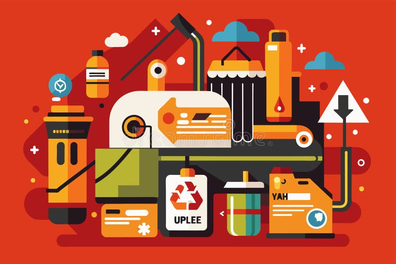 Various Mismatched Items on a Bright Red Background, Creating a ...