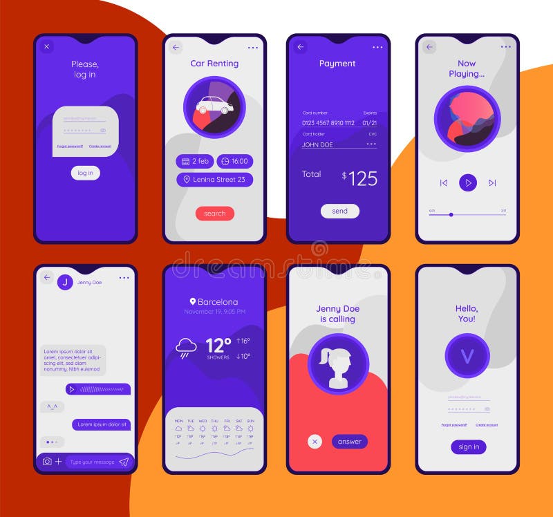Various Mobile App Concepts. Trendy Flat Design Vector Illustration ...