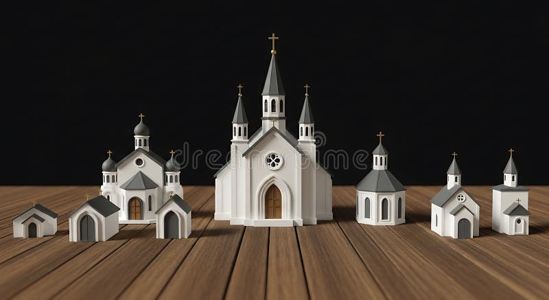 Various Model Churches Stock Illustrations – 2 Various Model Churches ...