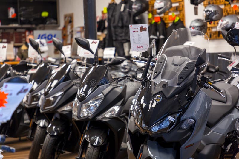 Various Models of Motorcycles Displayed in a Store in Marseille, France ...